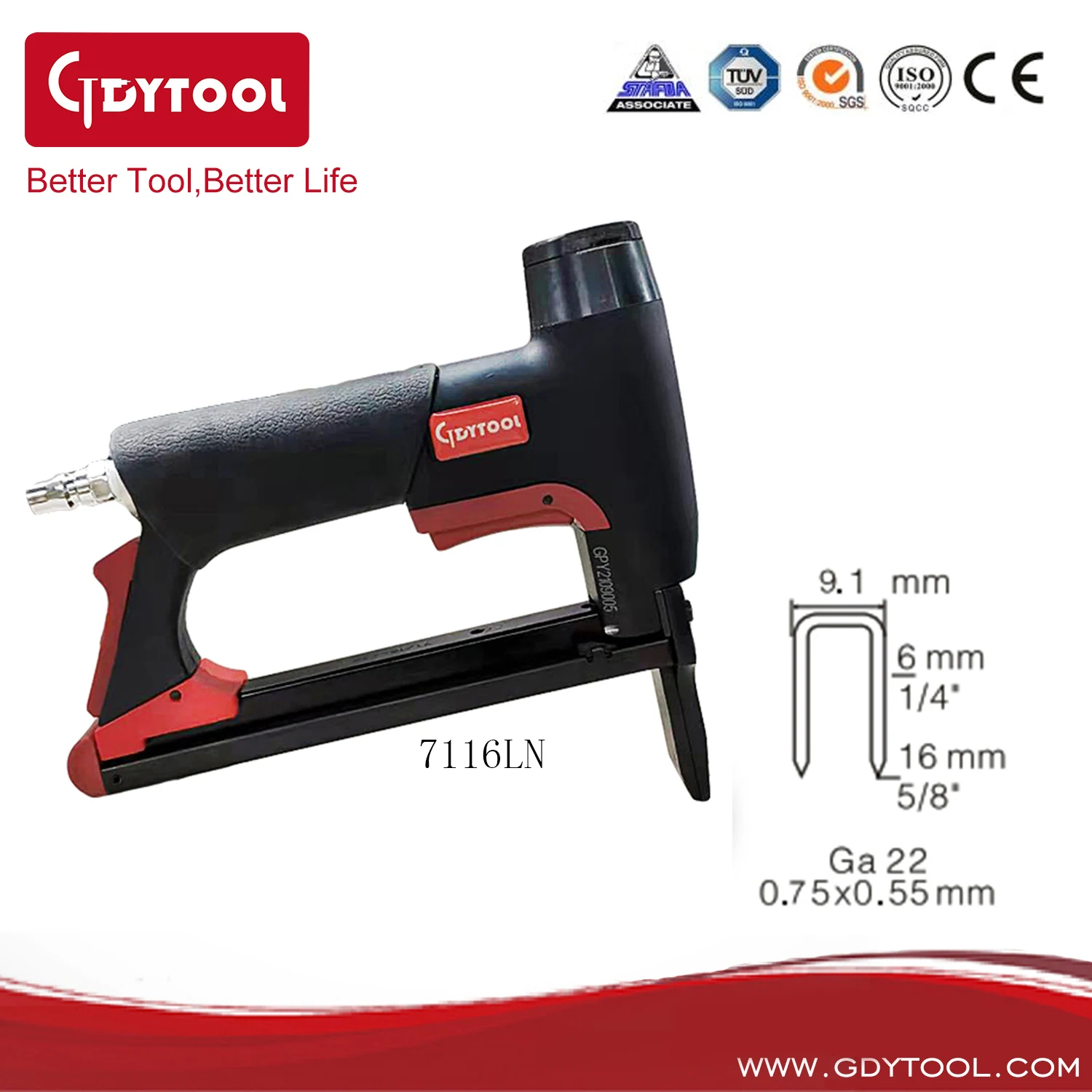 3/8'' Pneumatic Stapler GDY-7116LN - Professional Air Stapler for ...