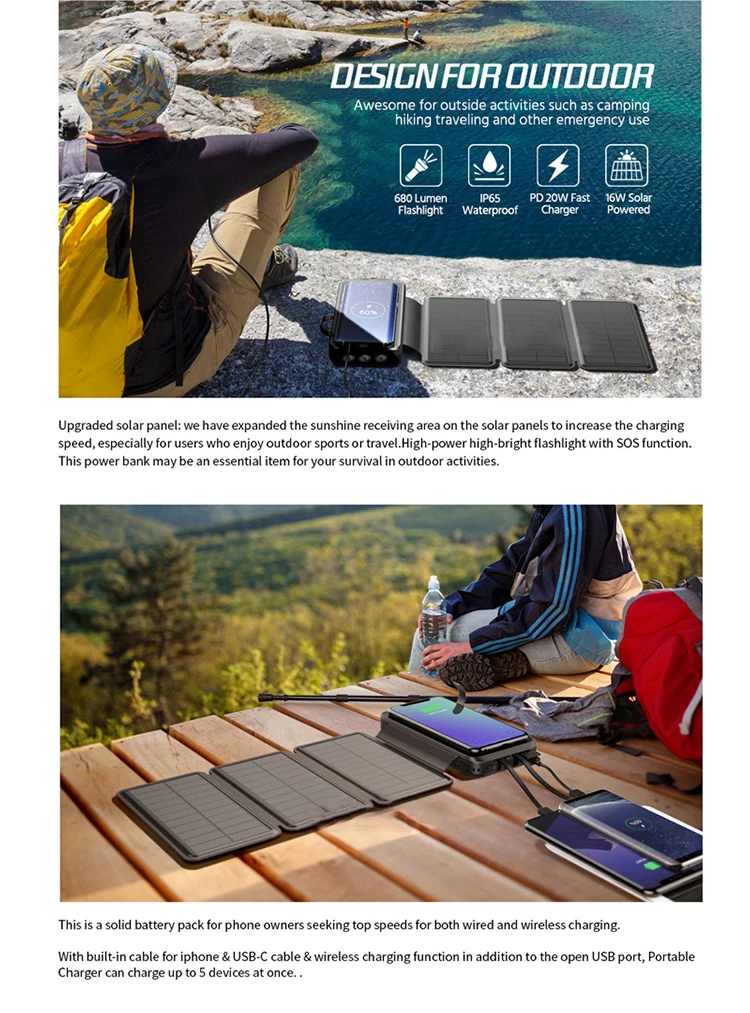 Portable Custom Solar Wireless Power Bank Power Bank Mobile Chargers ...