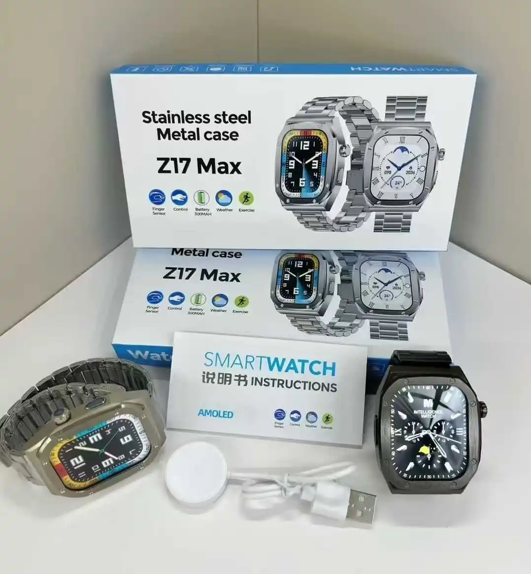 2025 Newest Z17 Max Explosive Smart Watch With Steel Strap Reloj Fashion Stainless Band ...