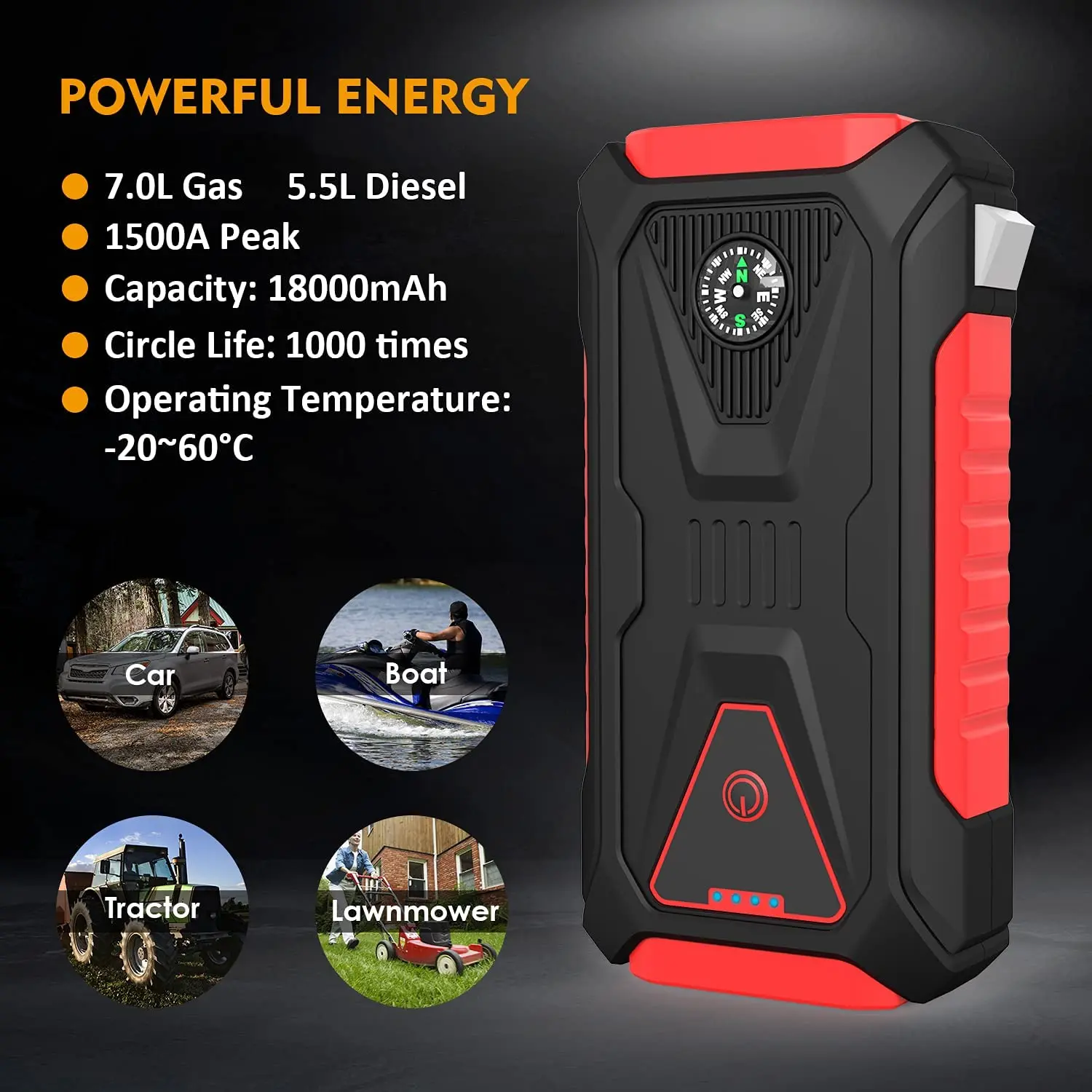 Portable Mini Jump Starter - Emergency Car Power Bank