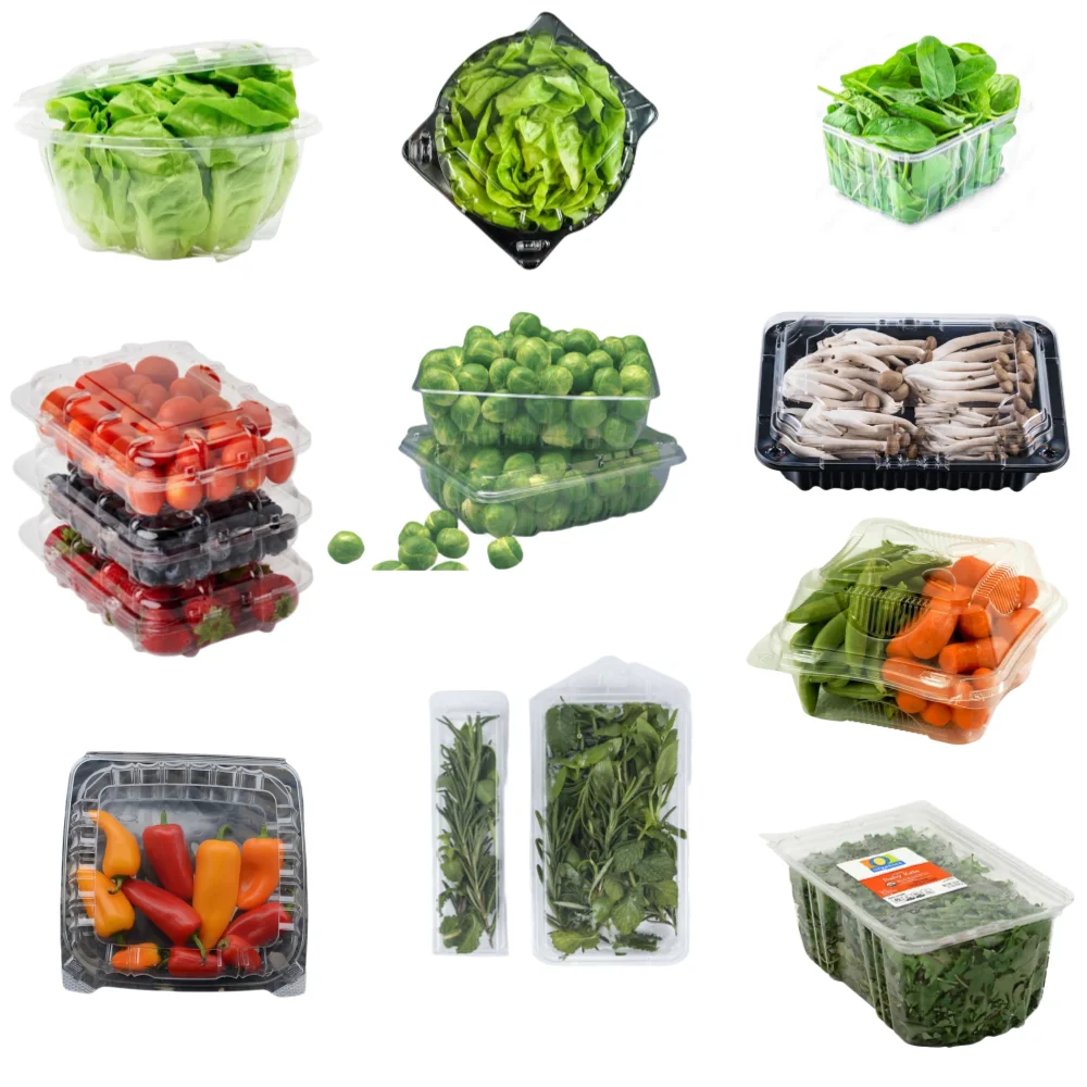 Clear Clamshell Plastic Fresh Vegetables Packaging Box For Lettuce Kale ...