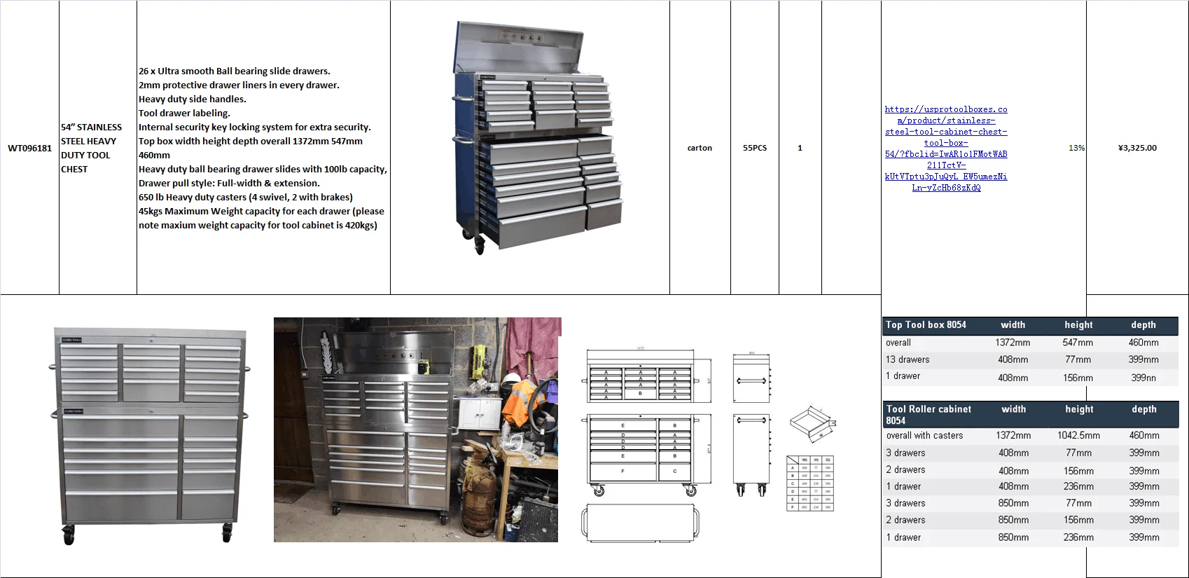 Stainless Steel Tool Chest Cabinet - Multifunctional Storage