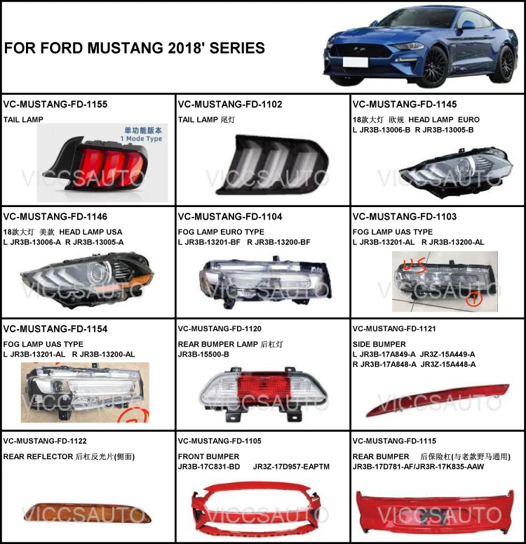 OEM JR3Z-17626-A JR3B-6A975-CC for Ford Mustang 2018 Series