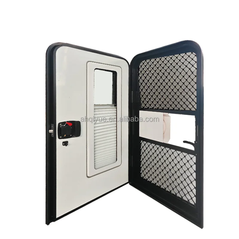 2024 Manufacture Aluminum Teardrop Entry Door With Curtain Fixed Window ...