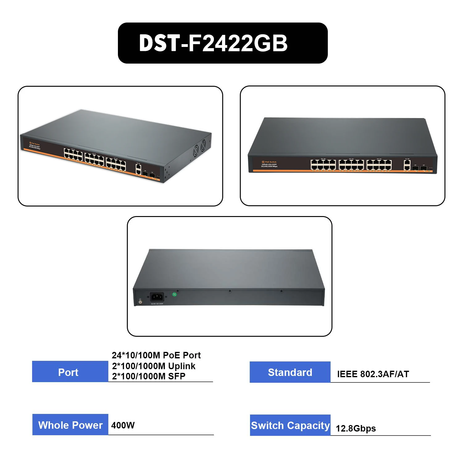 24/26/28 Ports Poe Switch With 2 Sfp 2 Giga Uplink Ports 24 Ports 10 ...