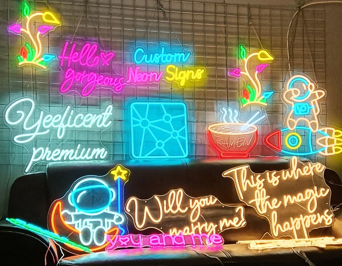 Custom LED Flex Neon Sign with Angel Wings for Wedding Parties and ...