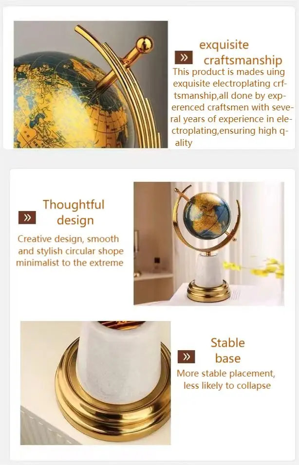 Stylish Luxurious Modern Home Decor Metal Alloy Gold-colored Marble ...