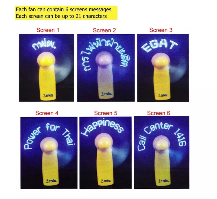 Csx New Product Mini Portable Handy Led Custom Message Battery Fan ...