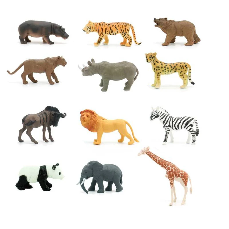 12 Piece Realistic Jungle Animal Figures - Educational African Safari ...