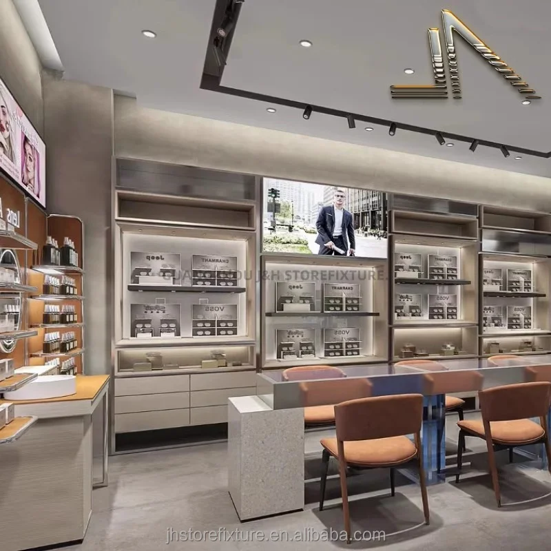 Professional 3d interior design for glasses display shelves with light ...