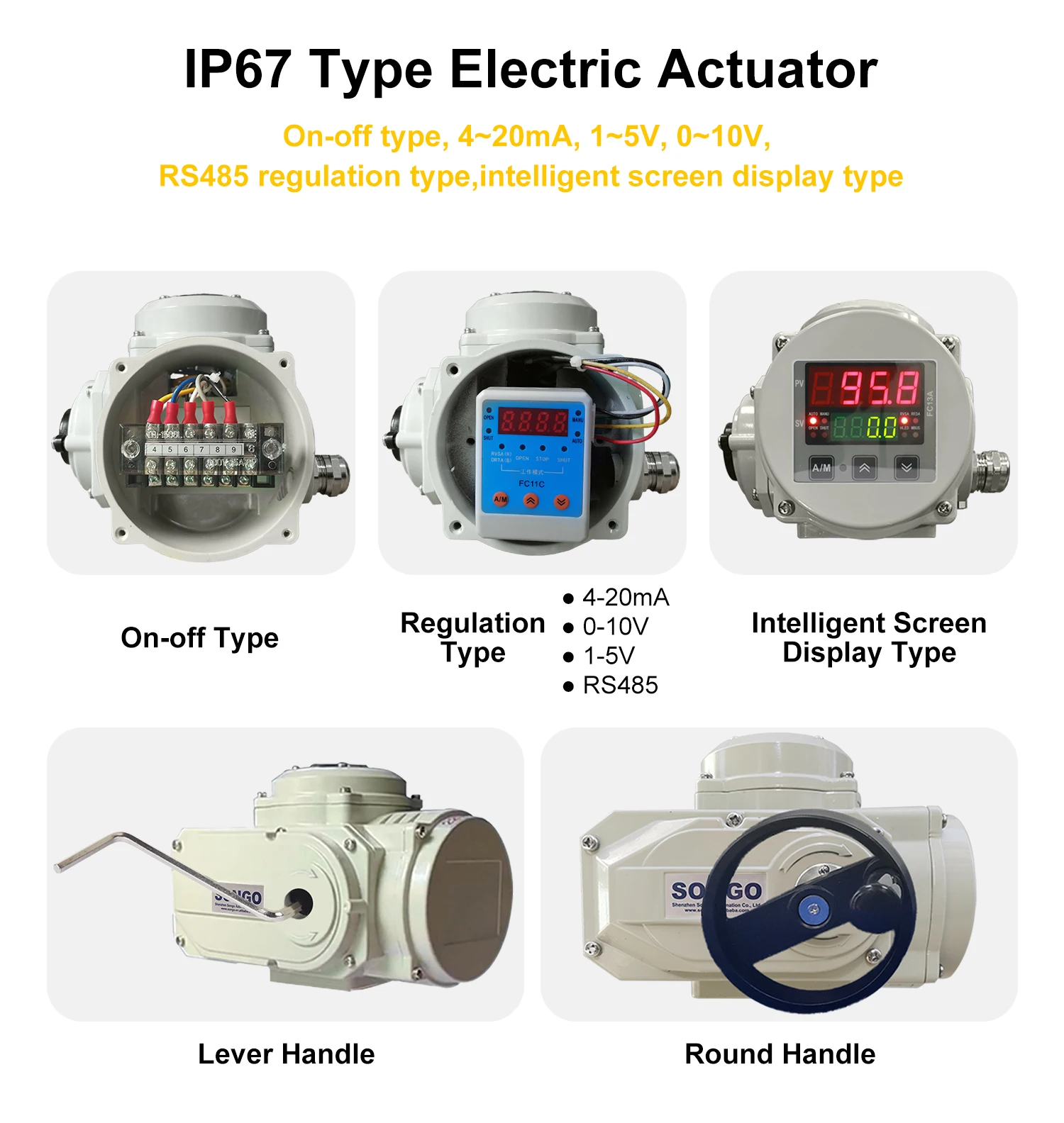 Songo 12V 24V DC 90 Degree Electric Actuator - On/off Control