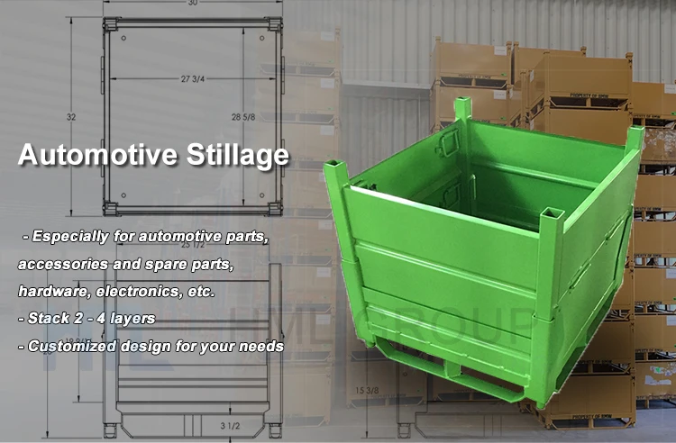 Collapsible Heavy Duty Stacking Storage Powder Coated Metal Automotive ...