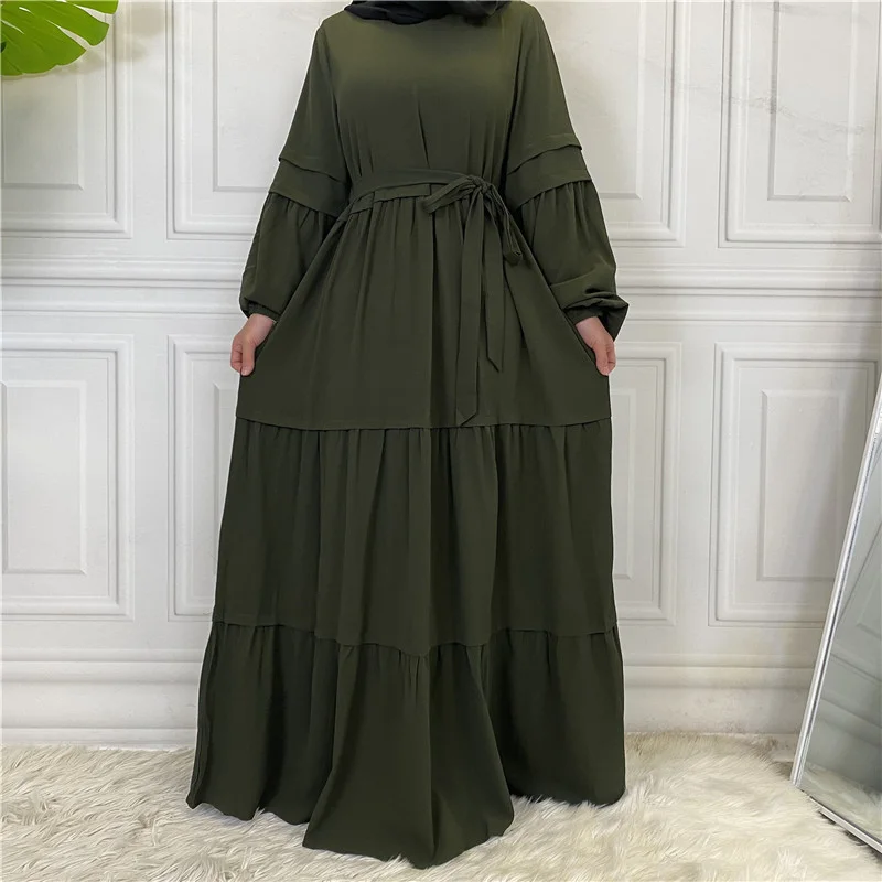 Popular Women Modest Abaya Muslim Dresses Turkish Cuffed Sleeve Dubai ...