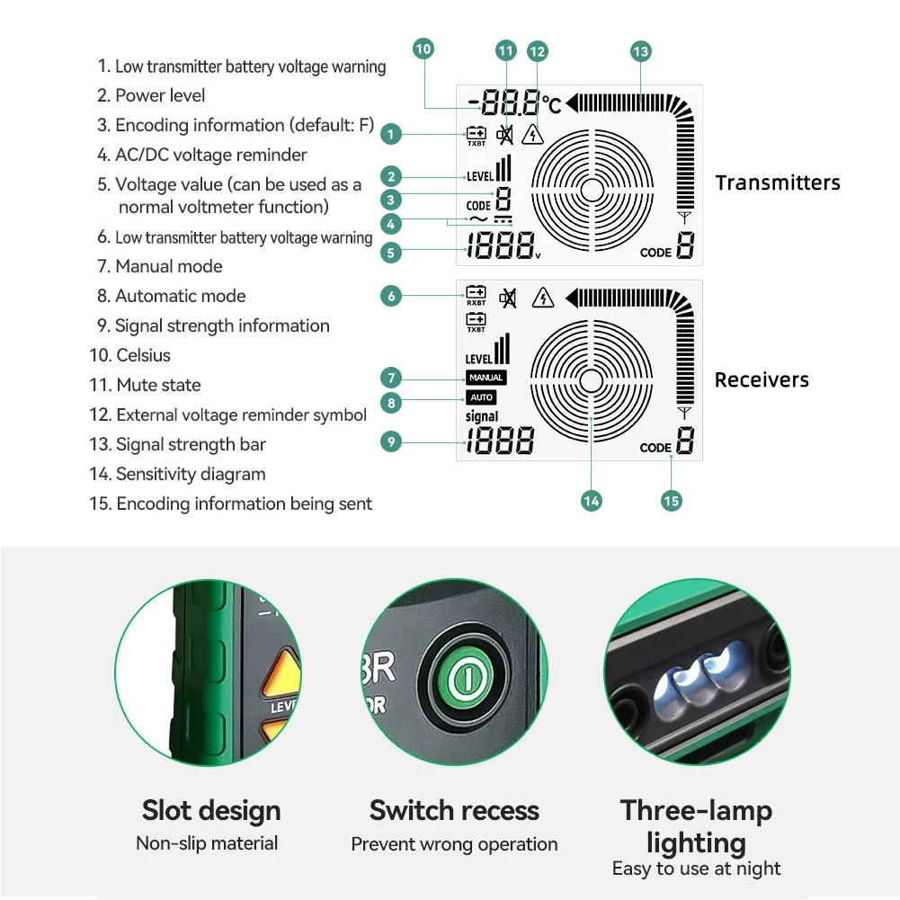 AC DC Voltage 12-400V Portable Cable Tester for Wire Locating