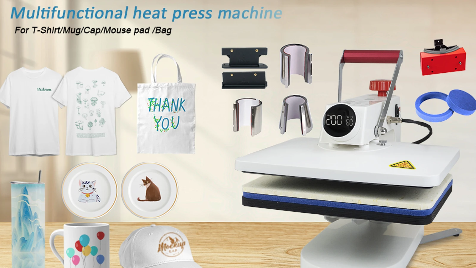 Freesub 8 In 1 Heat Press Sublimation Machines 360 Degree Swing Away T ...