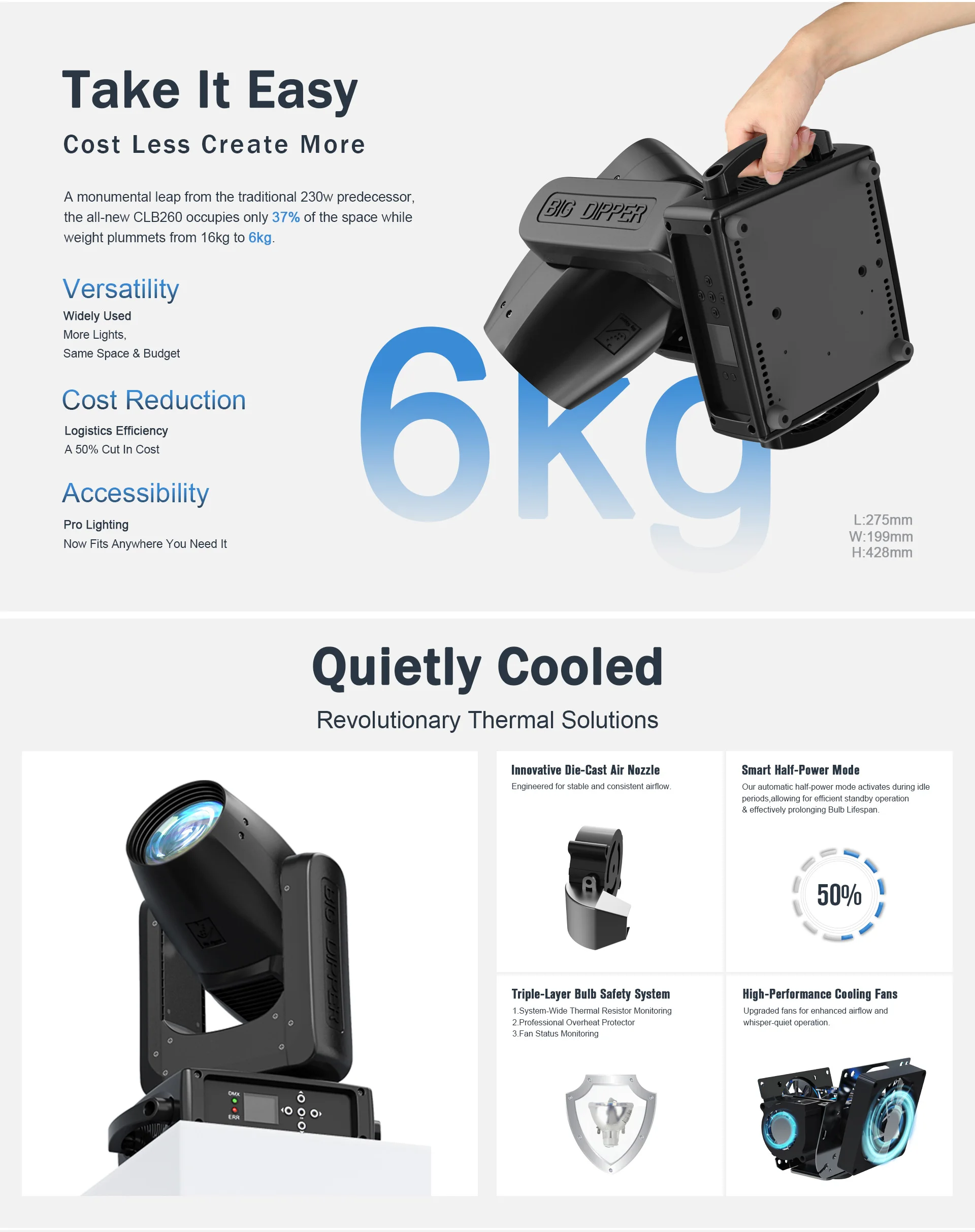 Big Dipper Clb260 Disco Beam Light 260w 6kg Mini 9r Sharpy Moving Head ...