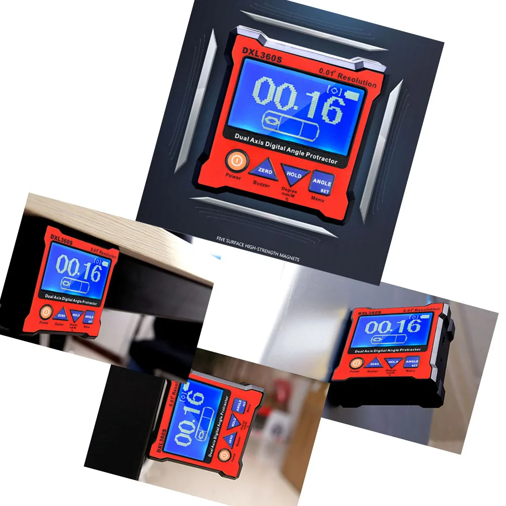 Dxl360s Dual Axis Digital Angle Protractor With 5 Side Magnetic Base ...