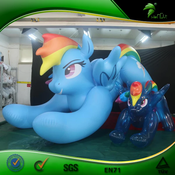 Inflatable Blue Horse Cartoon Transparent Inflatable Toy Animal Ride on ...