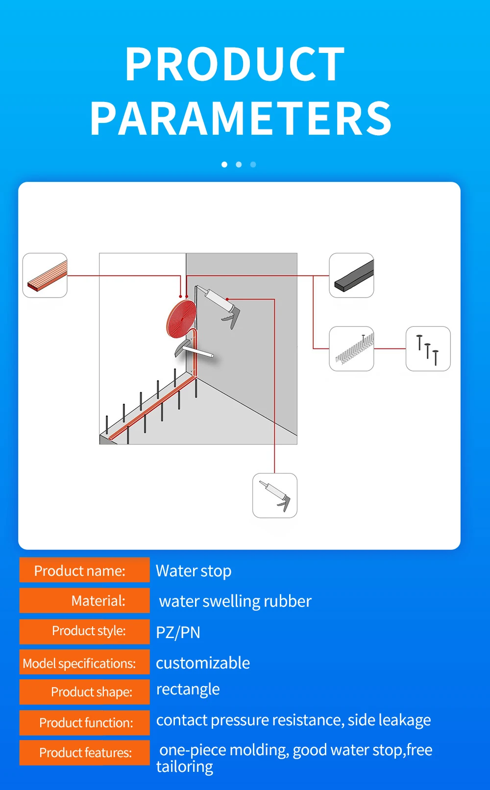 Water Expanding Concrete Joint Waterstop - Durable & Efficient