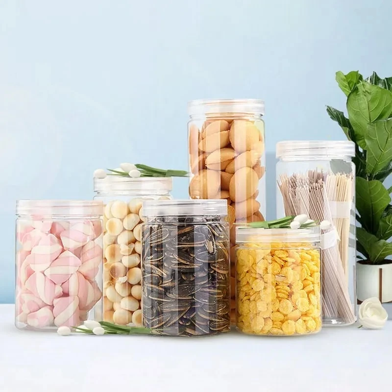 Transparent Bottle Plastic Container Pet Jar Cylinder Dried Fruit Can ...