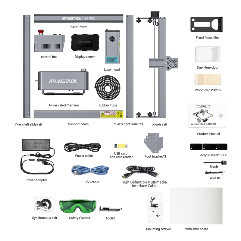 Atomstack X20 Pro 130w Engraver App Control Support Offline Quad-laser ...