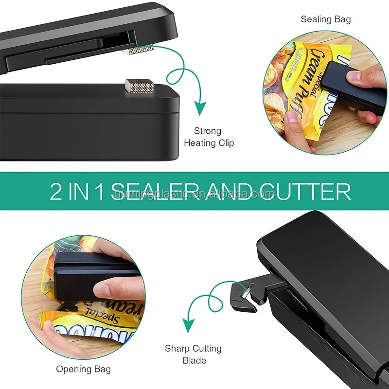 Mini Bag Sealer Portable Chargeable Sealing Machine 2 In 1 Rechargeable ...