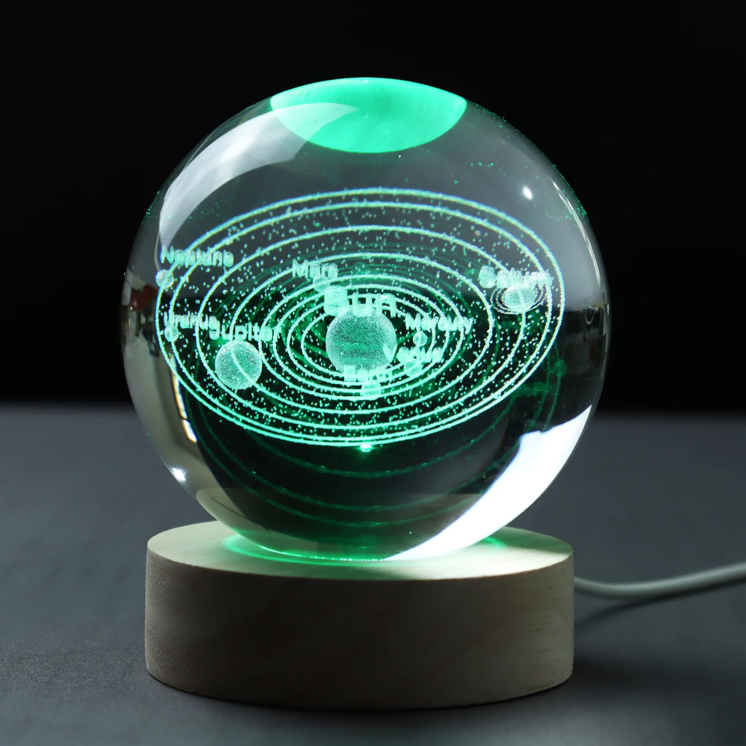 3D Solar System Crystal Engraving Ball - LED Night Light