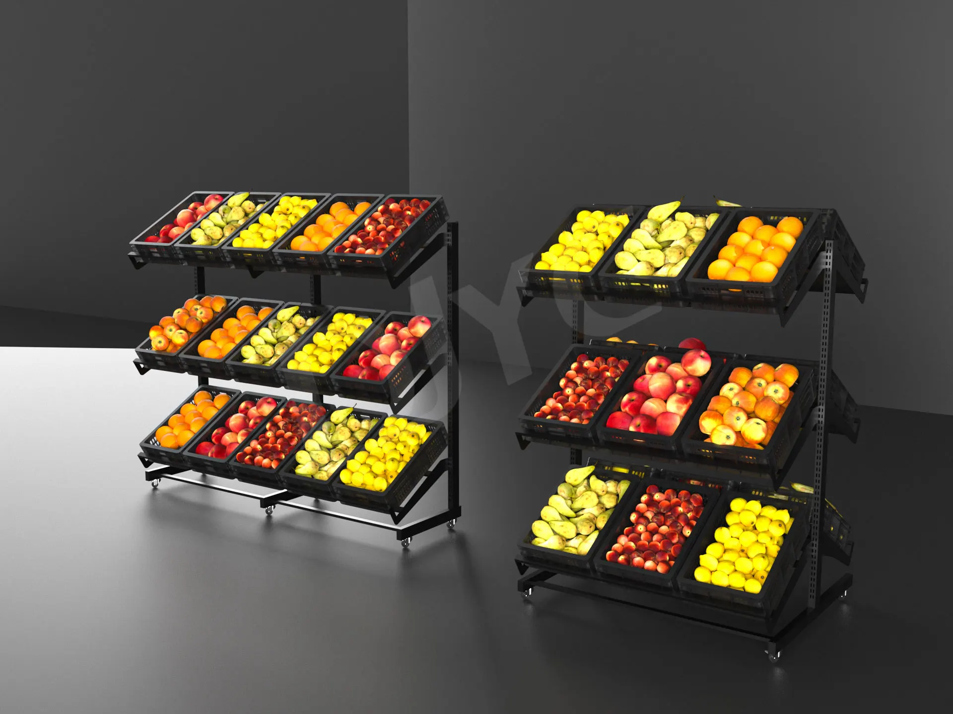 2000mm Mobile Fruit Vegetable Displays - Supermarket Shelf
