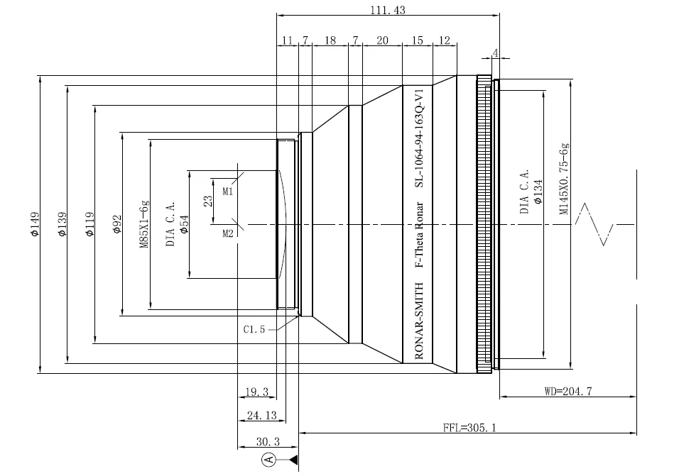 F-Theta Scan Lens SL-1064-94-163Q-V1 for Laser Engraving & Cutting, OEM