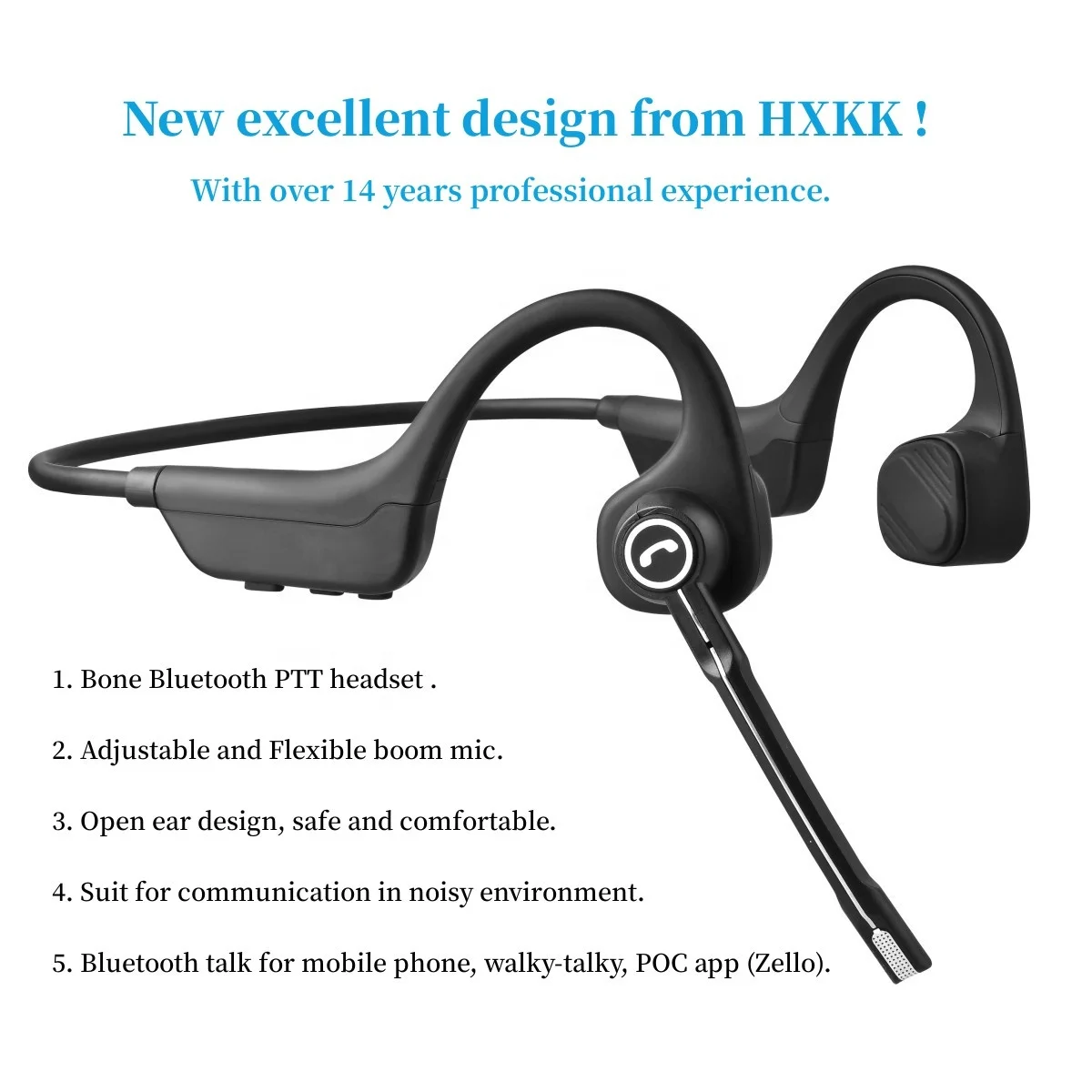 Bone Conduction Bluetooth Headset With Ptt Units Boom Mic Apply To ...