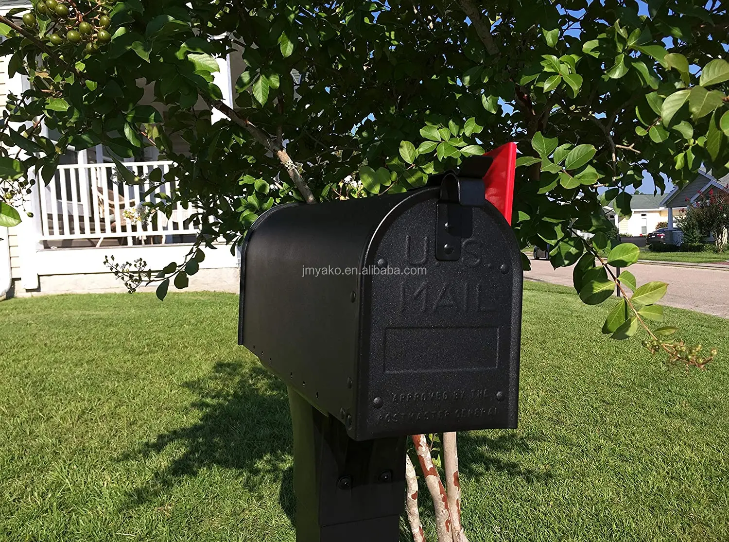 Barn Style Home Garden American Mailbox - Free Standing Metal