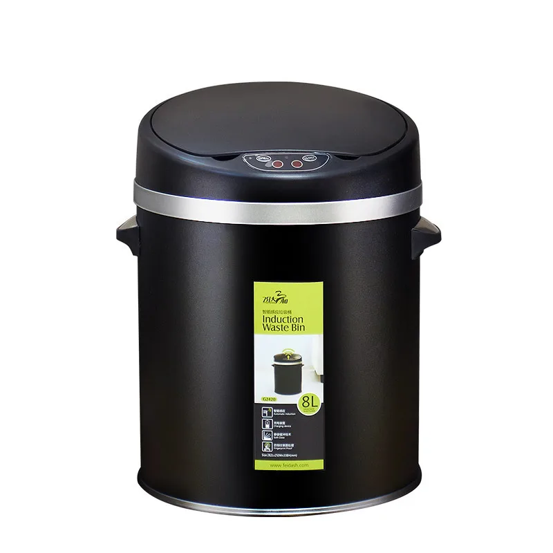 8L Sensor Stainless Steel Dustbin with Automatic Plastic Lid Eco ...