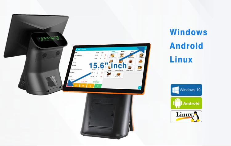 Factory Price All in One 15 15.6 Inch Android POS System Dual Screen POS Android Terminal With ...