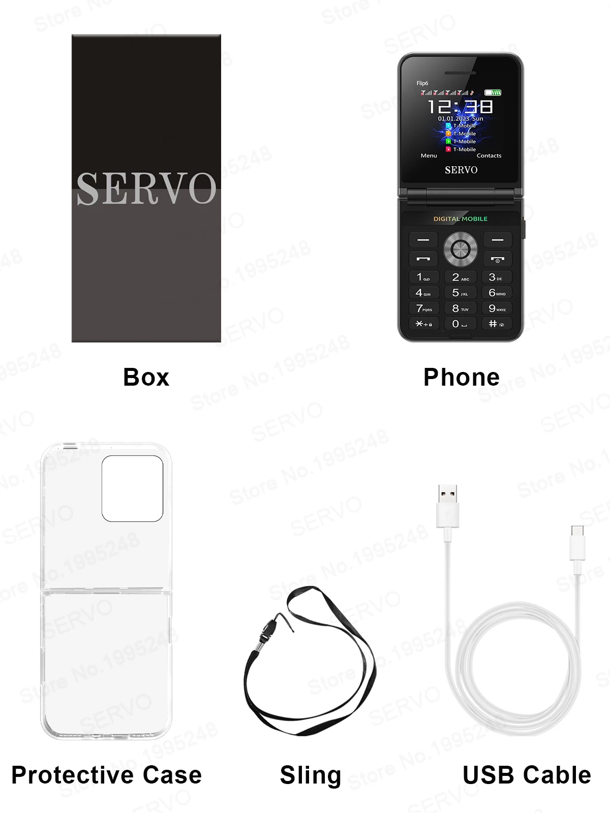 Servo Flip Phone 4 Sim Card Gsm Electric Torch Automatic Call Recording ...
