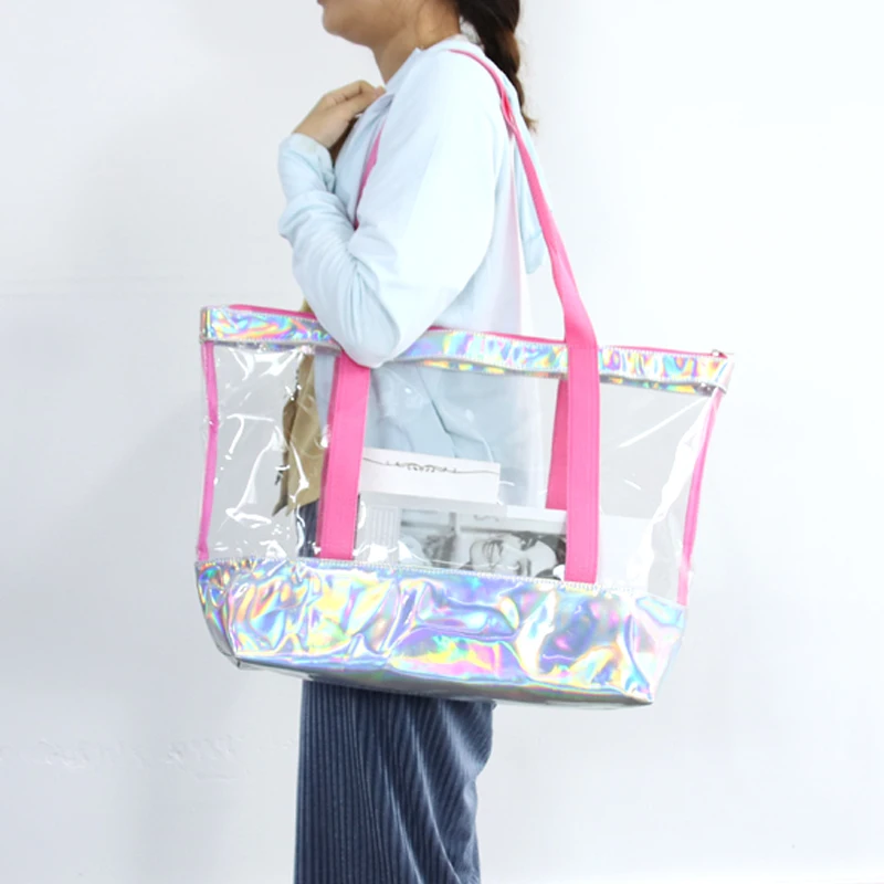 Custom logo Waterproof clear Shopping Bag Transparent Pvc Tote Bag ...