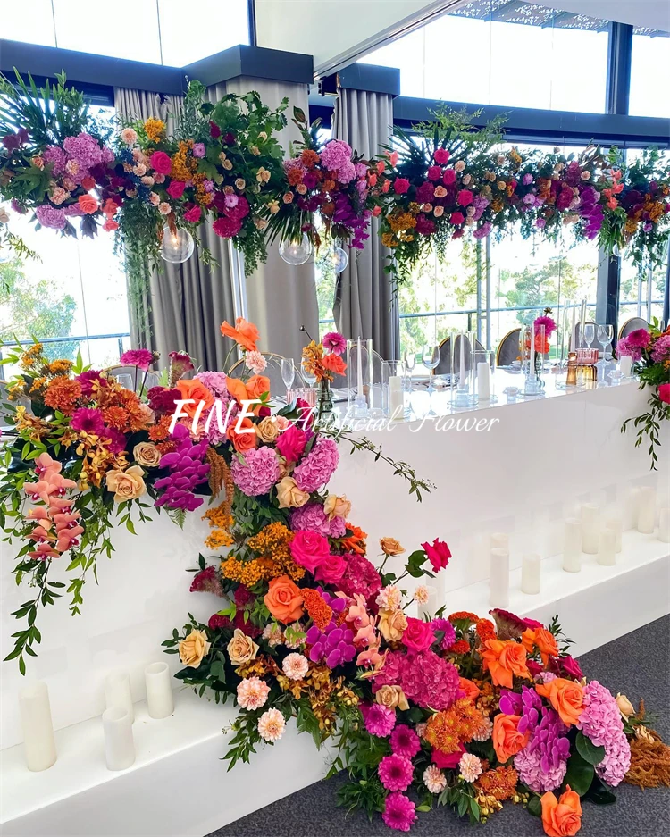 Artificial Flowers Runner Wedding Flower Row Arrangement Flower Runner ...