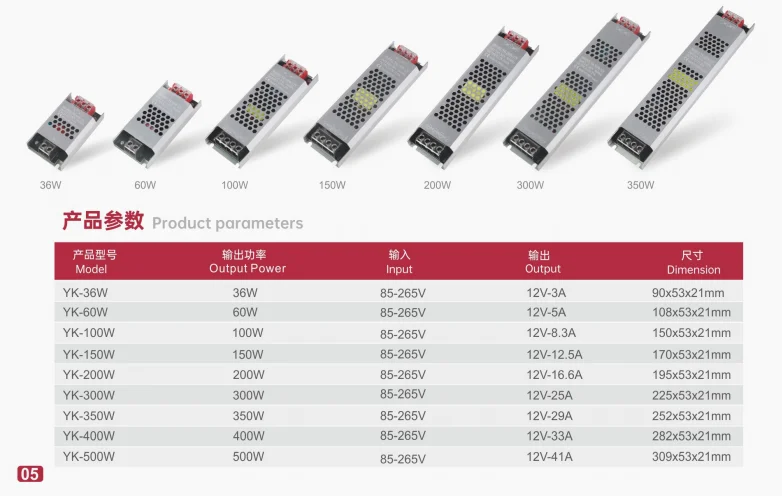 Ultra Thin Led Power Supply 36w 60w 100w 120w 200w 300w 400w 500w 12v ...