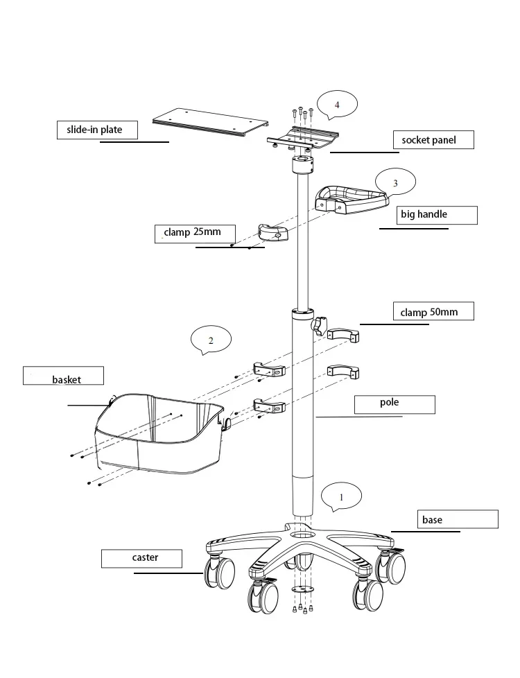 Mobile Medical Equipment Carts Patient Monitor Trolley Movable Patient ...