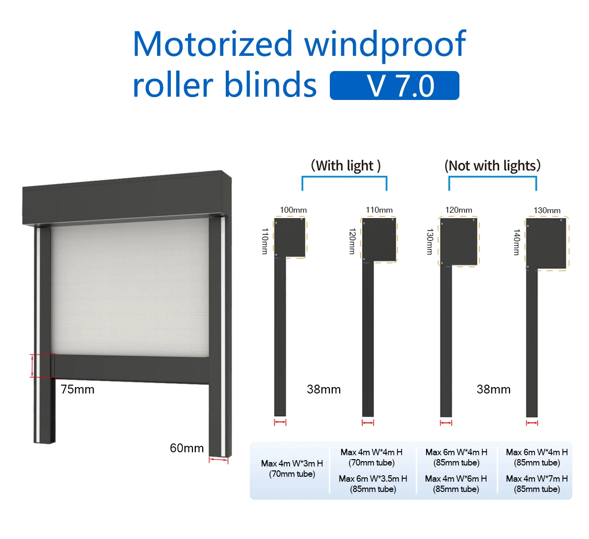 Retractable Outdoor Blackout Motorized Zip Track Blinds Zipper Roller ...