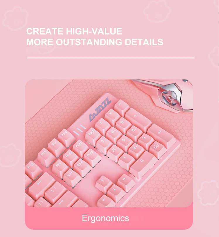 Ajazz Pink Mechanical Gaming Keyboard with Blue Switches - 104 Keys ...