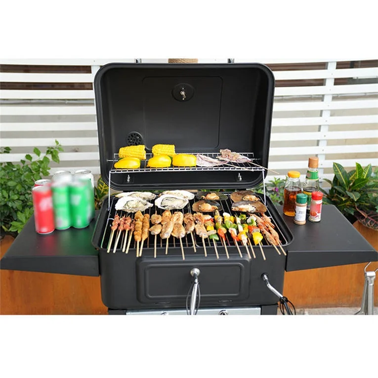 Adjustable Height Trolley Grill Outdoor Bbq Barbeque Charcoal Barbecue ...