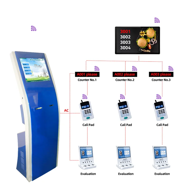 19 Inch Queue Management System Ticket Dispensing Kiosk For Bank - Buy ...