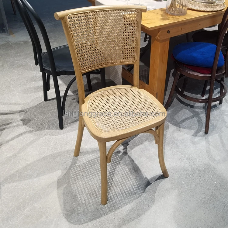Vineyard Wood Cane Wicker Rattan Weave High Back Dining Chair for ...
