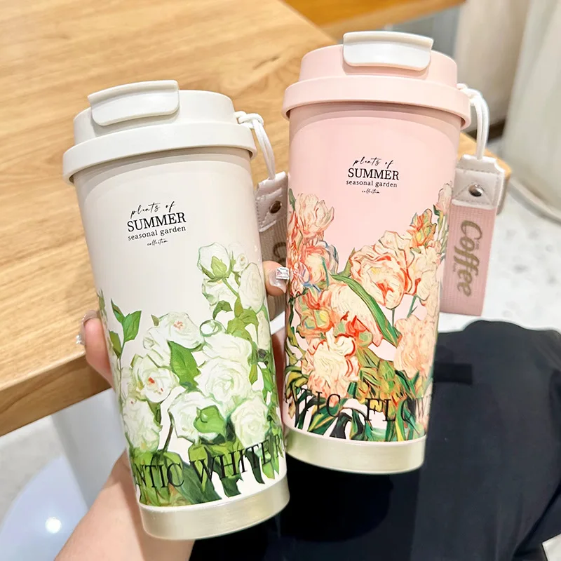 500ml Customizable Pattern Flower Pink Sunflower Water Cup 304 ...