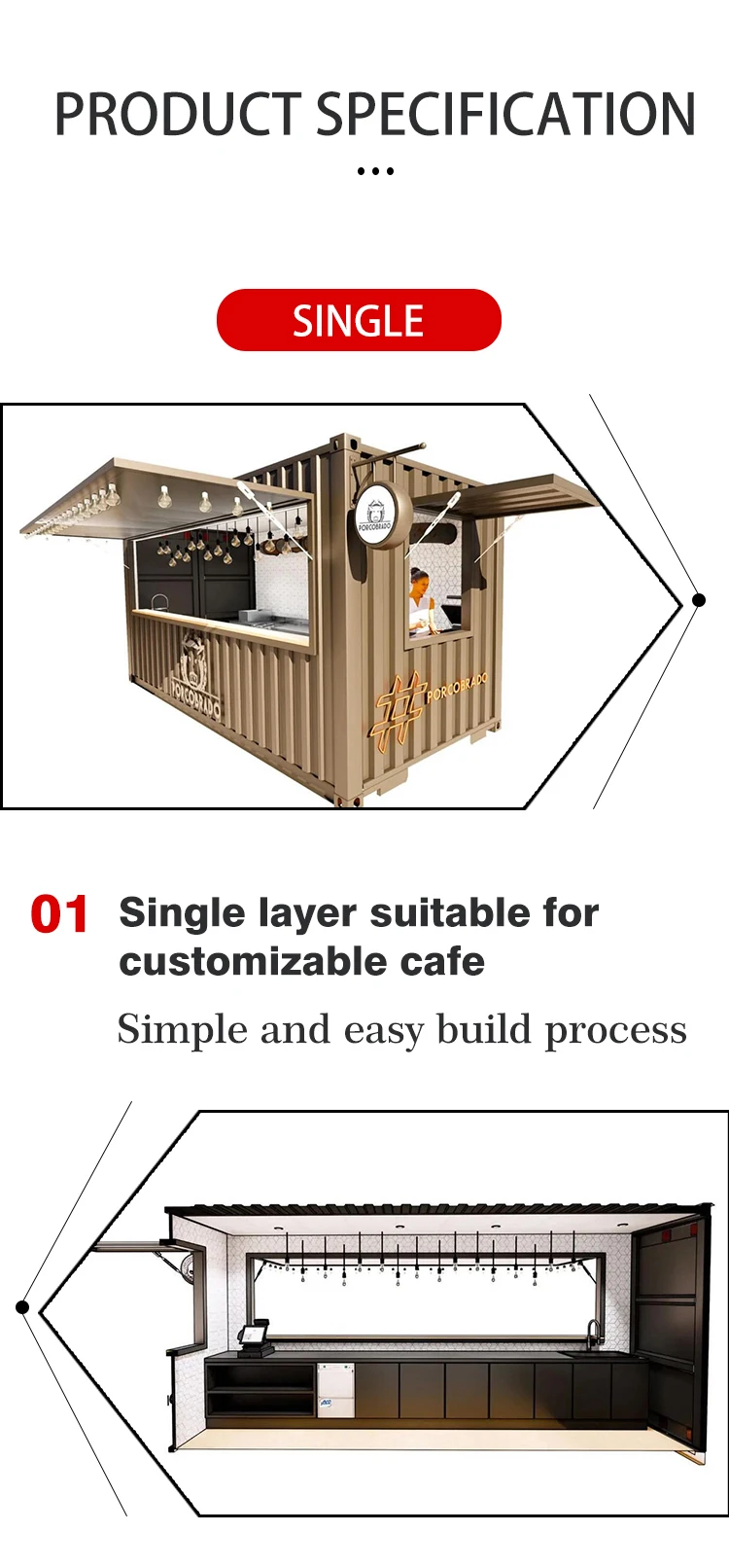 Customized Portable 20ft & 40ft Steel Container for Coffee Shop ...