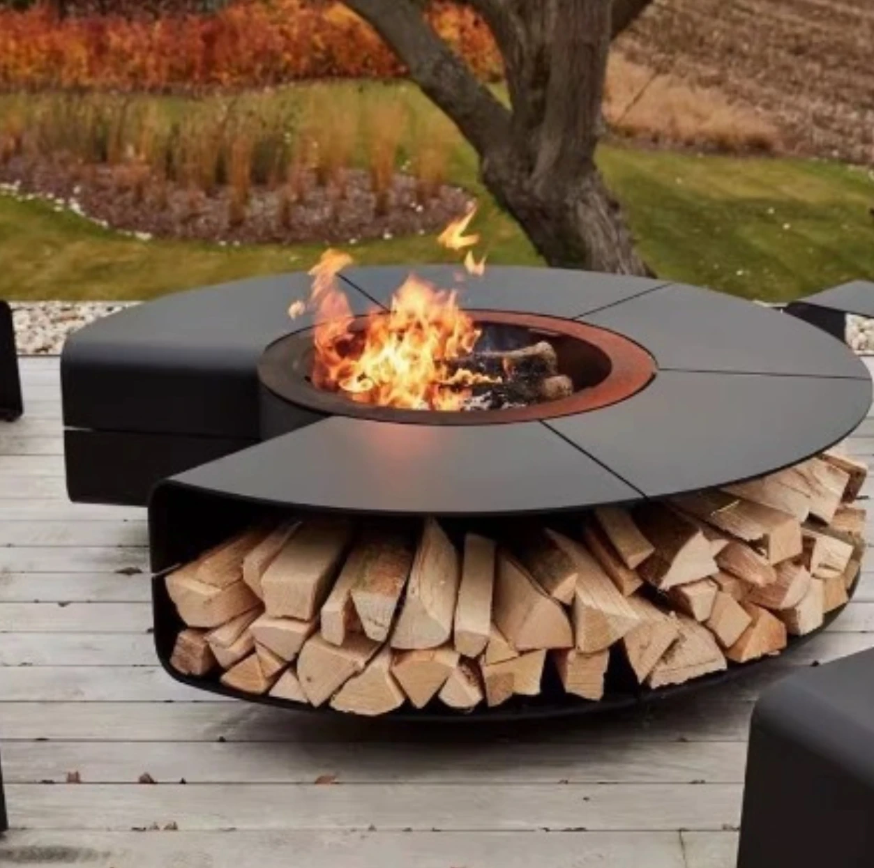 Multifunctional Aluminum Outdoor Fire Pit Table for Patio & BBQ