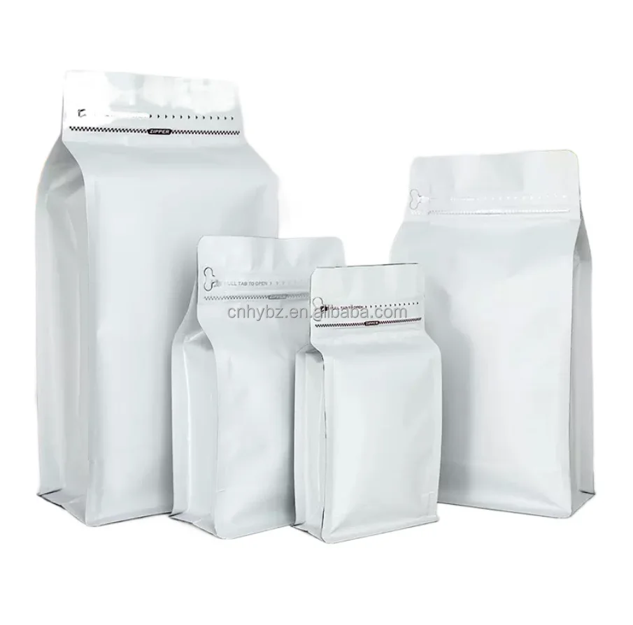 Custom Coffee Aluminized Paper Bag Flat Bottom Bag Witb Zipper Eight ...