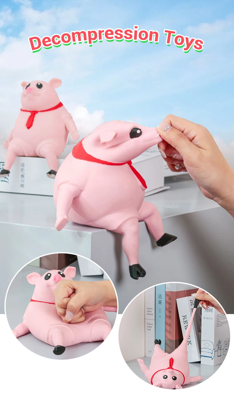 Novelty Pig Sensory Stress Squeeze Toy Anti-anxiety Funny Pink Pig Toy ...