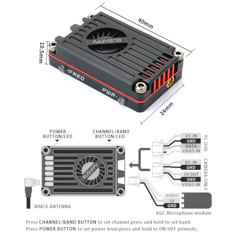 RushFPV Rush Max SOLO 5.8GHz 2.5W VTX Transmitter for FPV Drones - Long ...