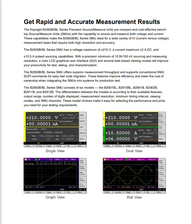 Keysight B2912B Precision Source Meter Module SMU 2-channel Desktop ...